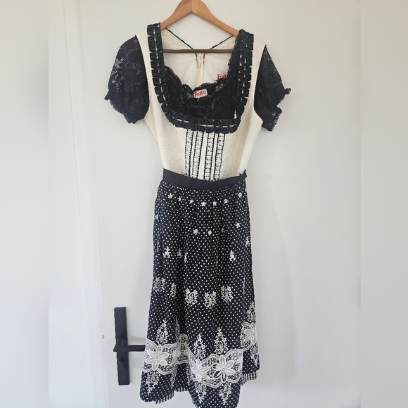 Dresses | Dirndl Traditonal German Womens Dress Black And White Dress ...